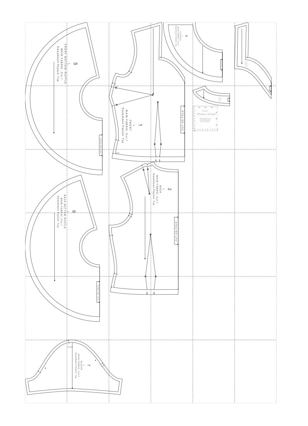 Peplumtop PDF Sewing Pattern Sweetheart Ruffle Sleeve Blouse Shirt Pattern Size XS-XXL Digital ...