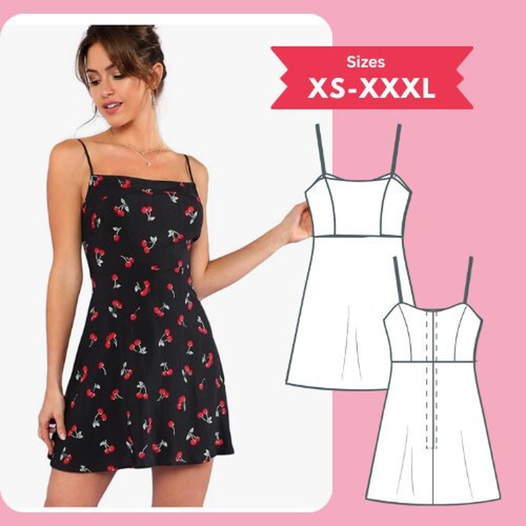 Thin Strap Dress Pdf Sewing Pattern Women Size XS-XXXL Spaghetti Strap ...