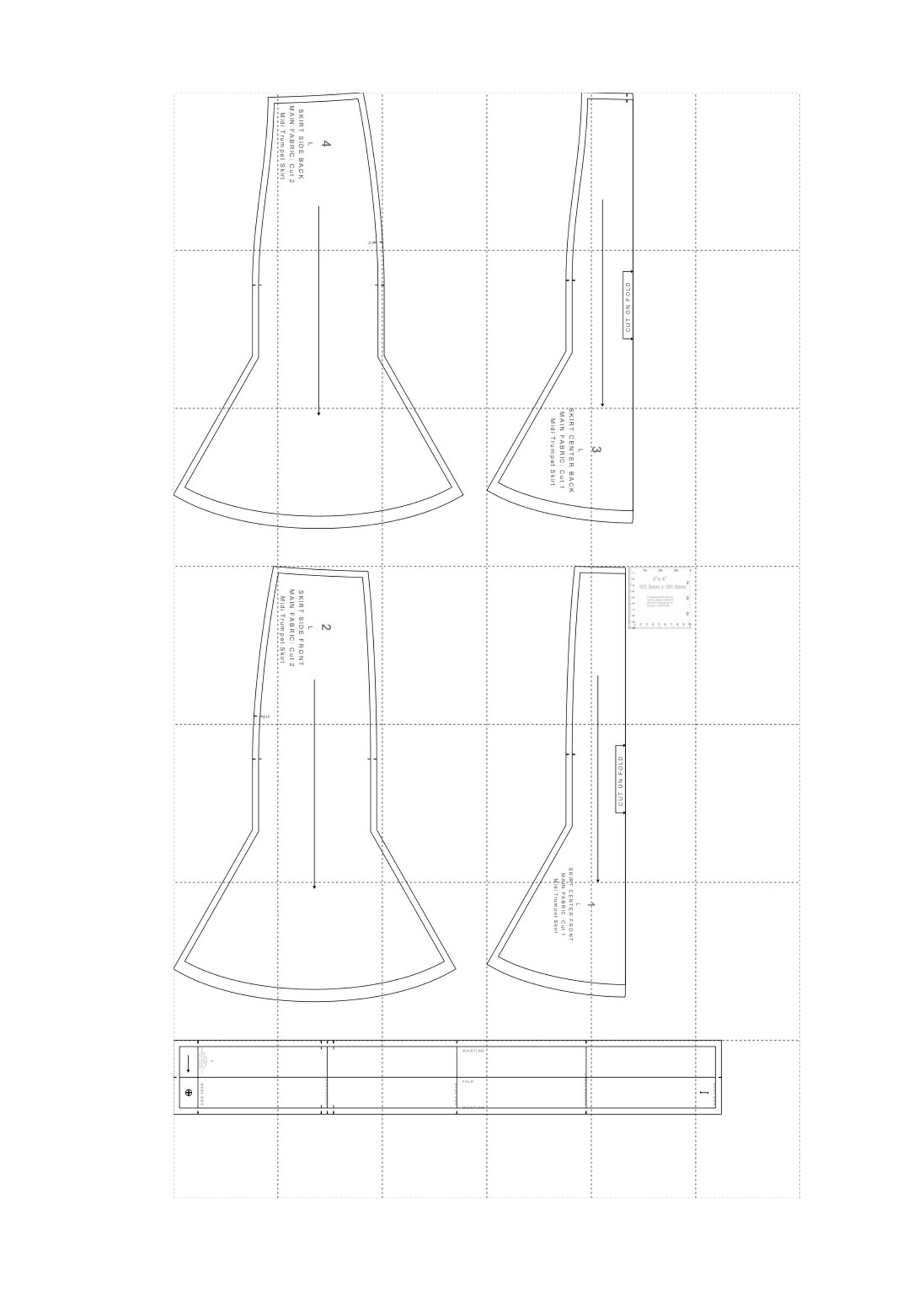 Fishtail Skirt Pdf Sewing Pattern Women Midi Trumpet Skirt Pdfpattern ...