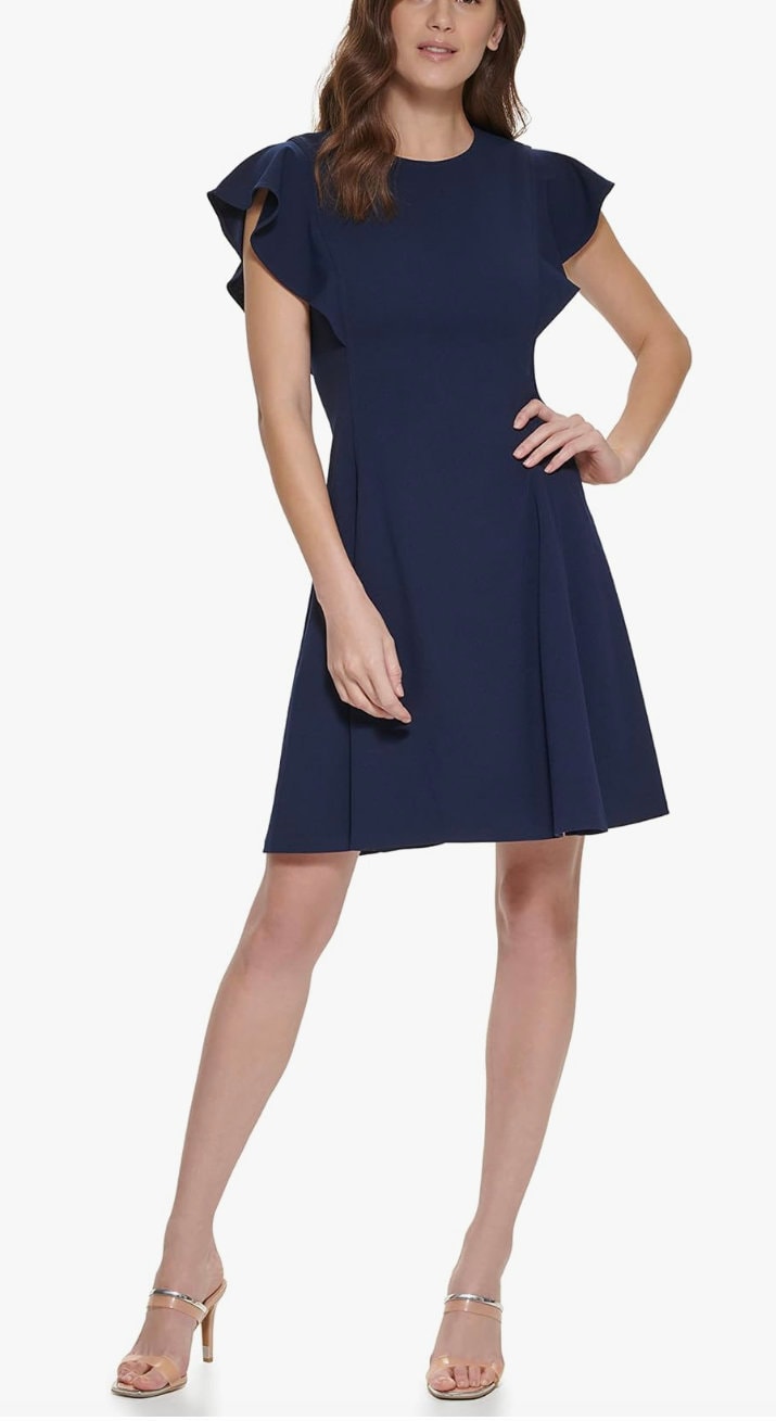 Flared Dress Pdf Sewing Pattern Flutter Sleeve Fit & Flare Dress ...