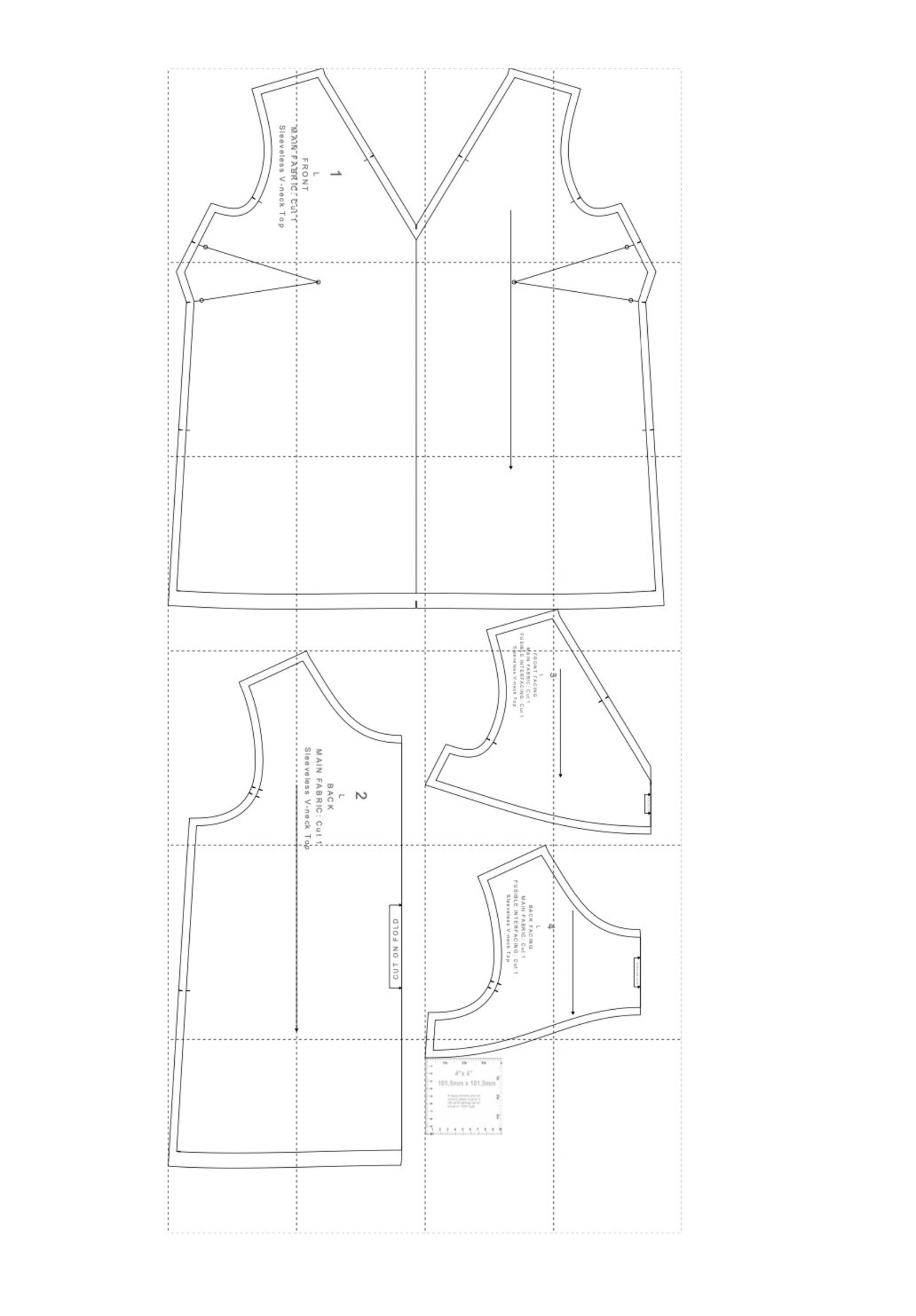 Sleeveless V-neck Top Sewing Pattern: XS-XXL (PDF Digital Download) - Etsy