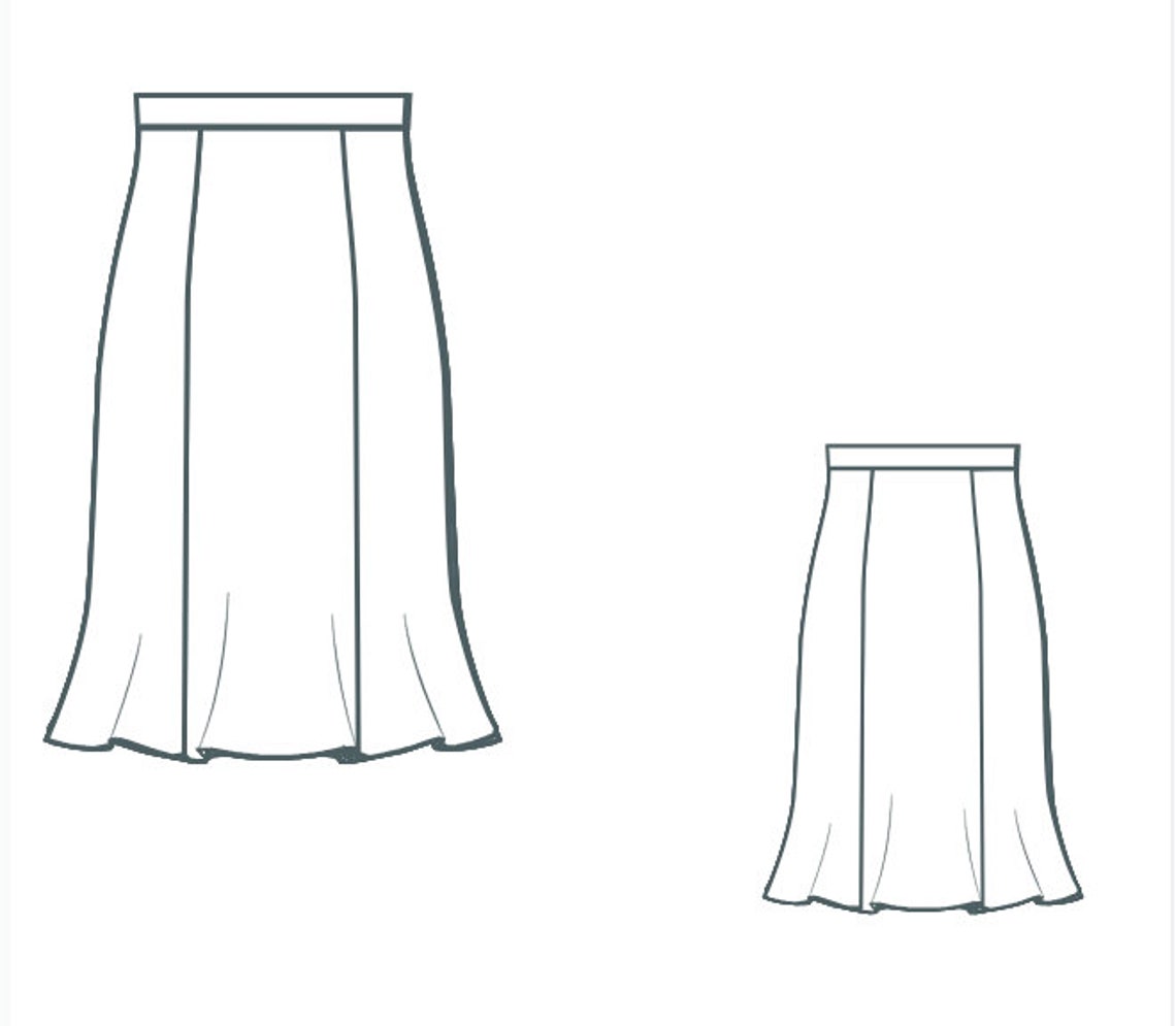 Fishtail Skirt Pdf Sewing Pattern Women Size XS-XXXL Midi Trumpet Skirt ...