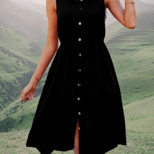 Button Front Dress Pdf Sewing Pattern Diy Sleeveless Shirt Dress ...