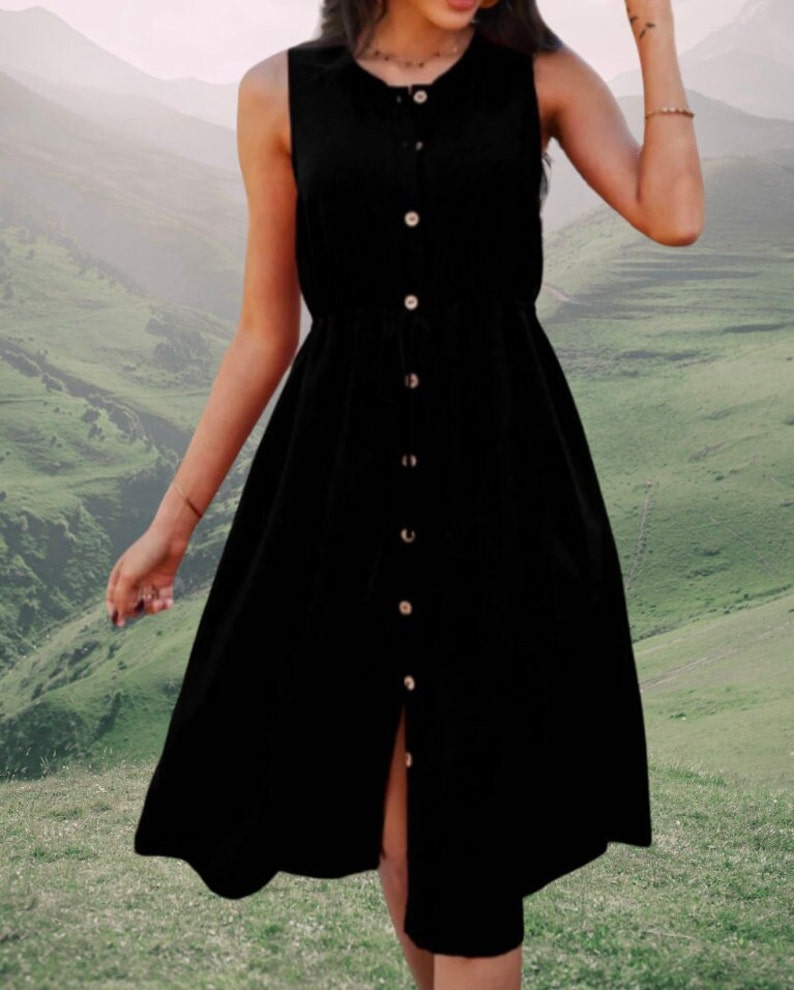 Button Front Dress Pdf Sewing Pattern Diy Sleeveless Shirt Dress ...