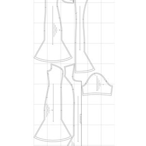 Trumpet Dress Pdf Sewing Pattern Flared Hem Square Neck Short Sleeve ...