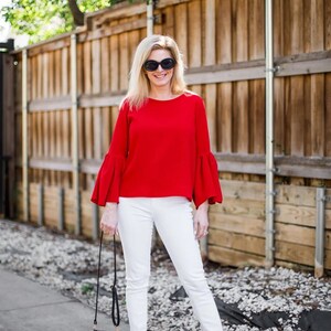Bell Sleeve Blouse PDF Sewing Pattern Flute Trumpet Sleeve Top ...