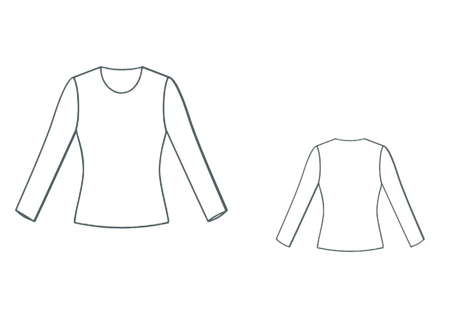 PDF Long Sleeve T-shirt Sewing Pattern Crewneck Stretchy Knit Top ...