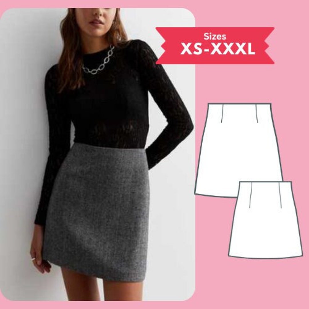 A-line Mini Skirt Pdf Sewing Pattern Women Size XS-XXXL Winter Short ...
