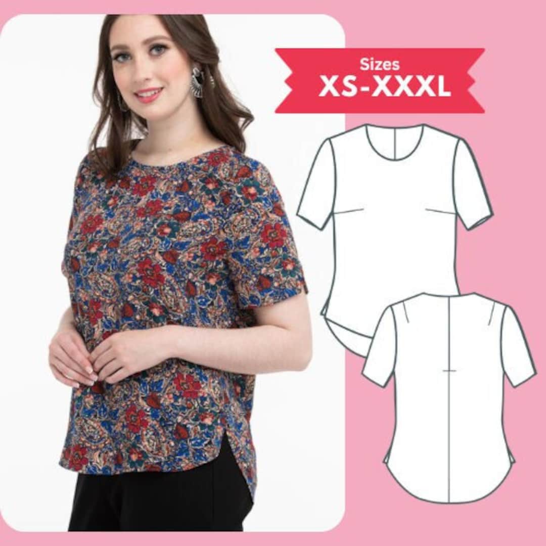 Short Sleeve Top Pdf Sewing Pattern Woven Short Sleeve T-shirt Pattern ...