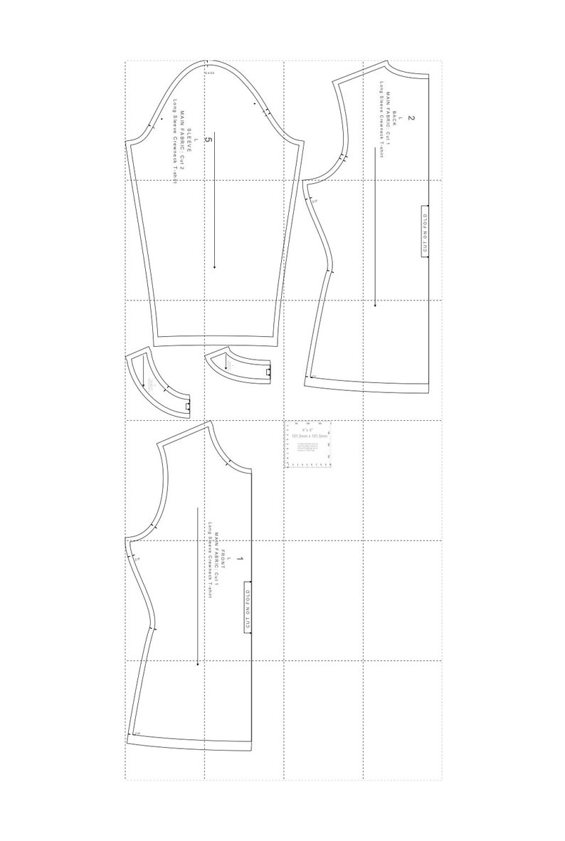 PDF Long Sleeve T-shirt Sewing Pattern Crewneck Stretchy Knit Top ...