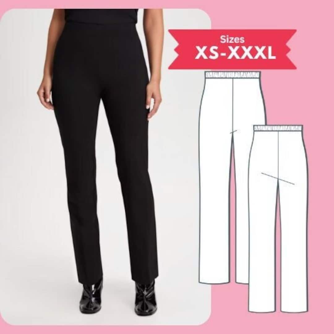 Straight Leg Pants Pdf Sewing Pattern Women Size XS-XXXL Elastic Waist ...