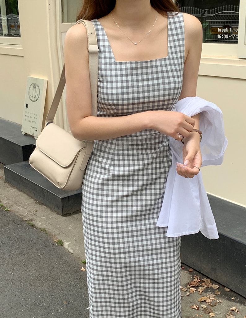 Square Neck Midi Dress Sewing Pattern, Sleeveless Pencil Skirt Gown ...