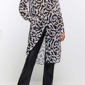 Longline Shirt Pdf Sewing Pattern Long Sleeve Button Down Tunic Shirt ...