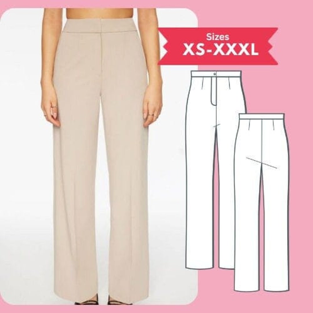 Straight Leg Pants Pdf Sewing Pattern Women Size XS-XXXL Classic ...