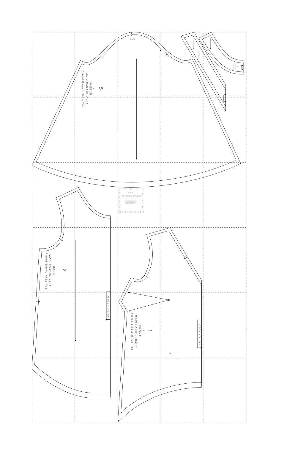 PDF Flared Sleeve Top Sewing Pattern Hi-lo Vneck Long Sleeve Blouse ...