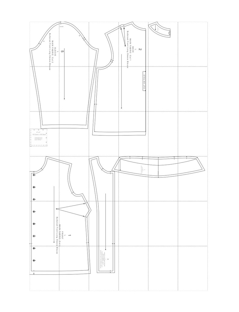 Buttoned Shirt Pdf Sewing Pattern Long Sleeve Loose Fit Blouse Pattern ...