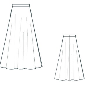 Circle Skirt PDF Sewing Pattern, Flared Midi Skirt With Pockets (XS ...