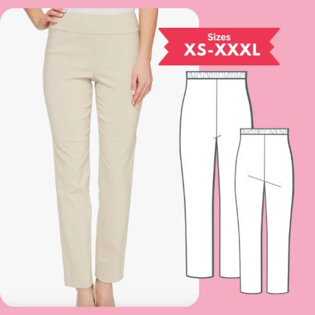 Slim Pants Pdf Sewing Pattern Women Size XS-XXXL Slim Fit Pull on ...