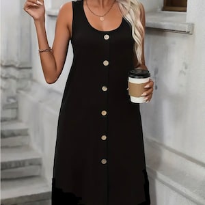 Button Front Dress PDF Sewing Pattern Short Sleeveless Shirt Dress ...