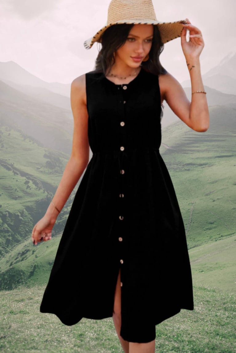 Button Front Dress Pdf Sewing Pattern Diy Sleeveless Shirt Dress ...