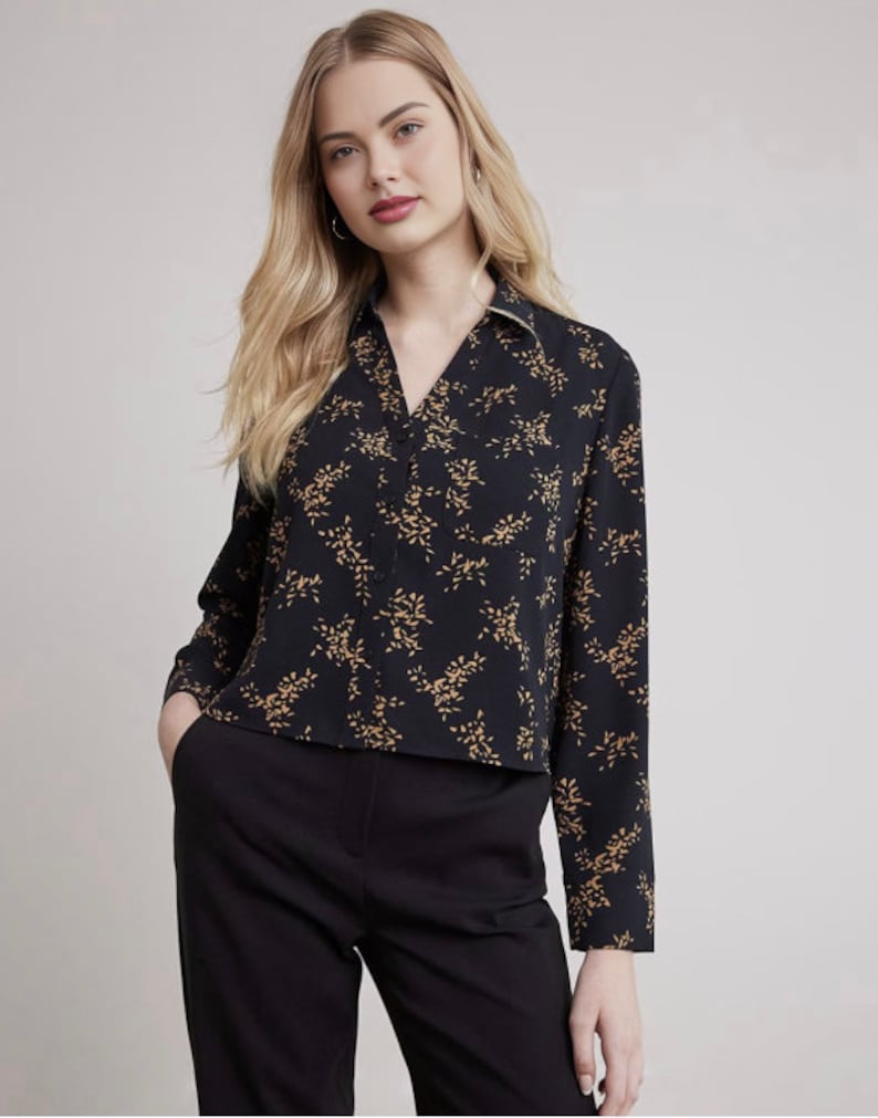 Buttoned Shirt Pdf Sewing Pattern Long Sleeve Loose Fit Blouse Pattern ...