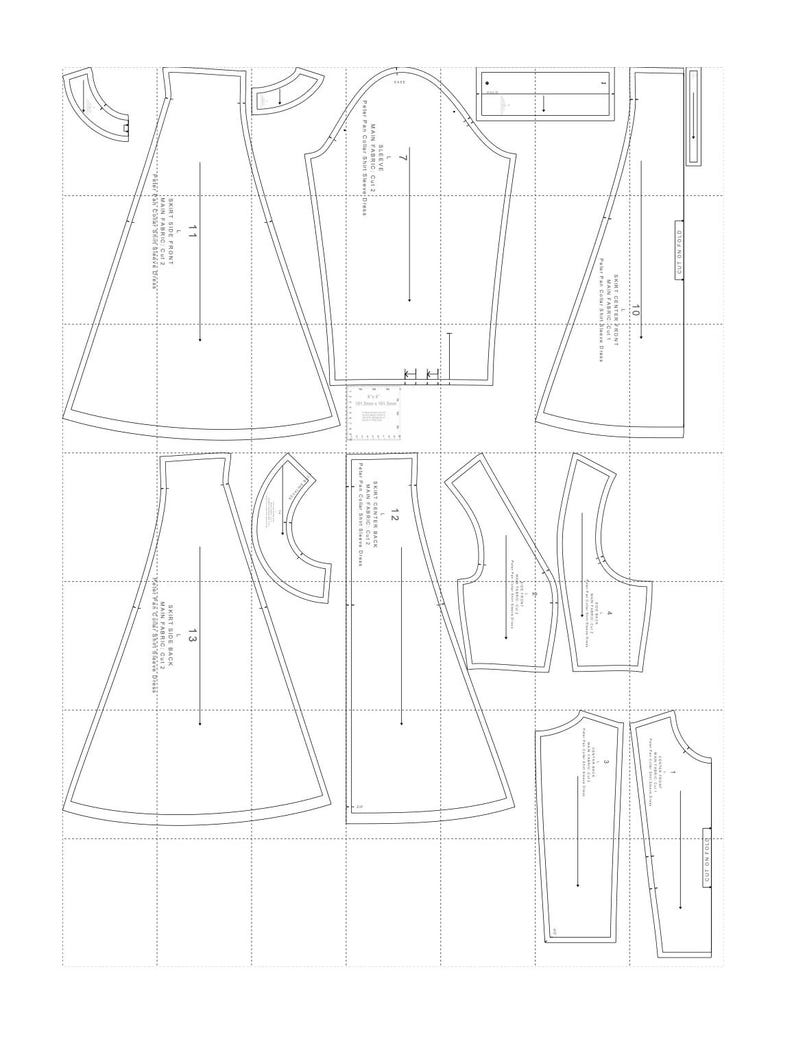Peter Pan Collar Dress Pdf Sewing Pattern Long Shirt Sleeve Fit ...