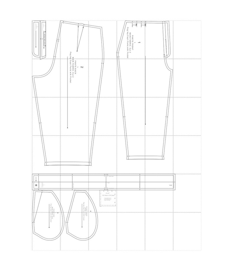 Peg Leg Capri Pants Pdf Sewing Pattern Tailored Barrel Hem Trouser ...