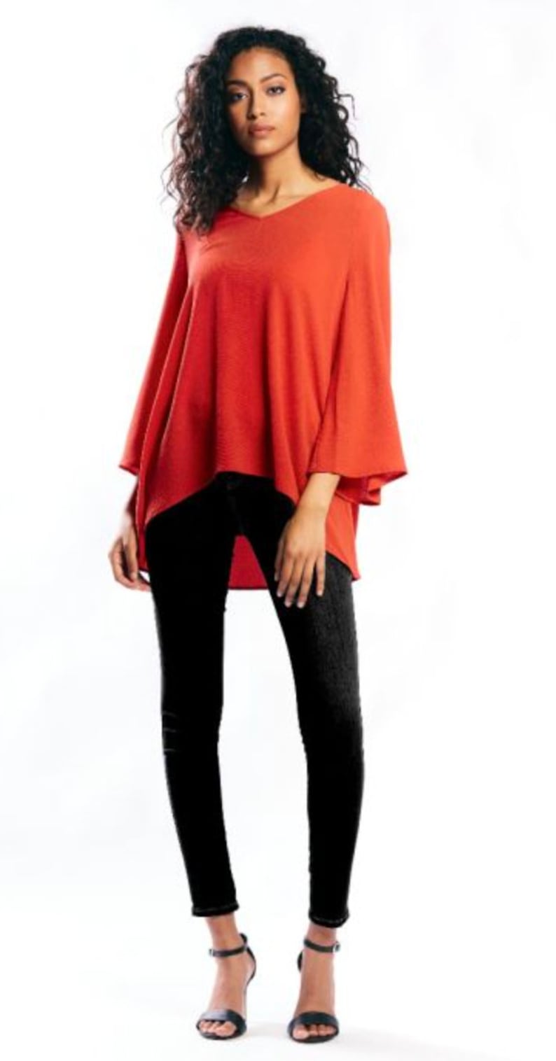PDF Flared Sleeve Top Sewing Pattern Hi-lo Vneck Long Sleeve Blouse ...