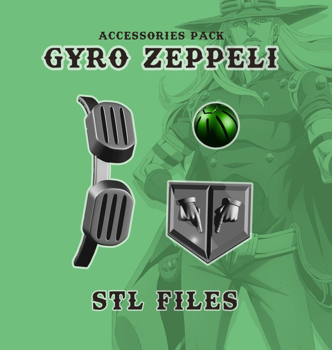 Gyro Zeppeli Accessories STL Files for 3D Printing, Jojos Bizarre ...