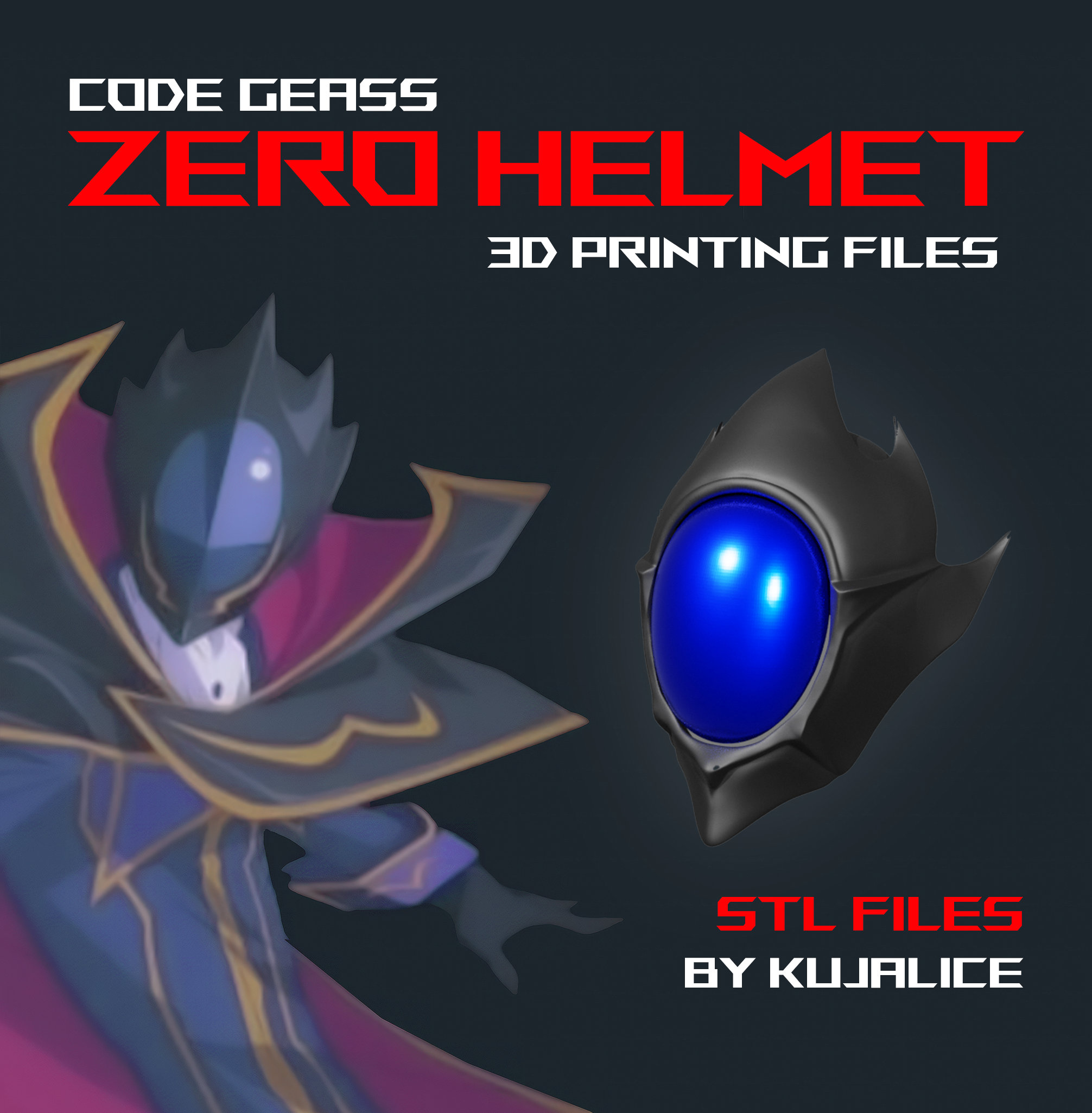 Zero Helmet Code Geass Lelouch Vi Britannia - STL Files for 3D Printing ...