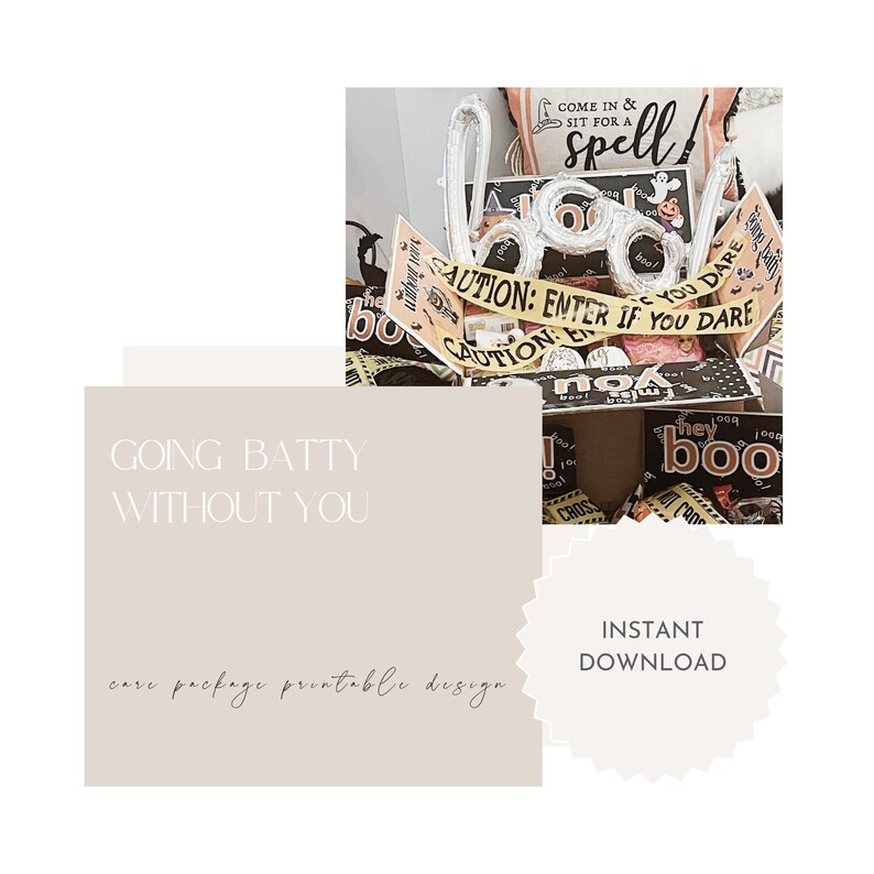 Printable Care Package Design - Going Batty Without You/halloween ...