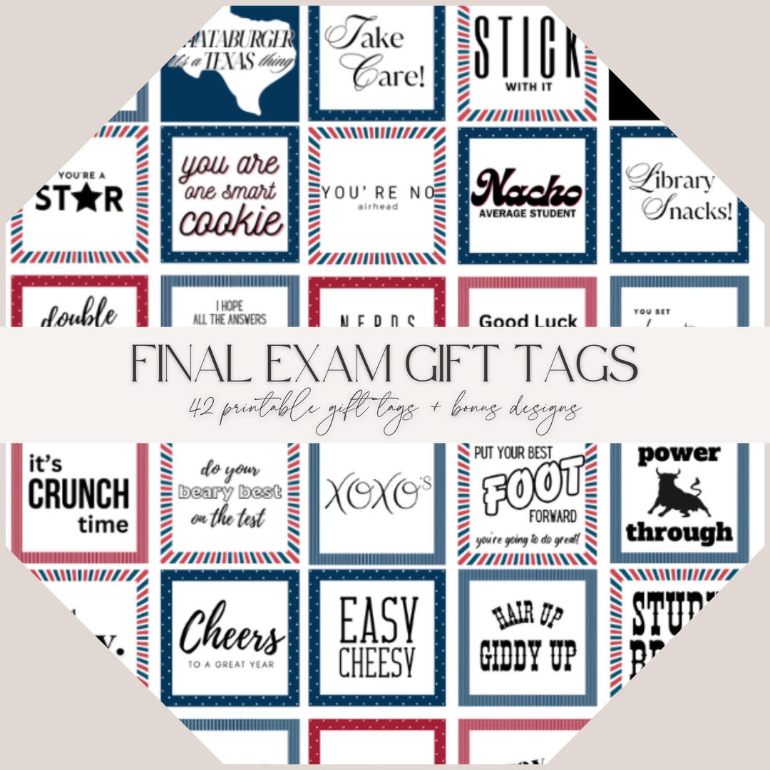 Red, White, & Blue Final Exam Gift Tags (instant Download) - Etsy