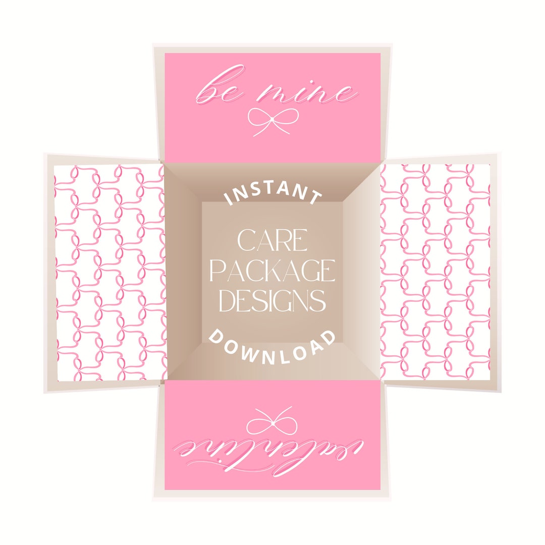 Printable Care Package Design - Be Mine Valentine Coquette Bows ...