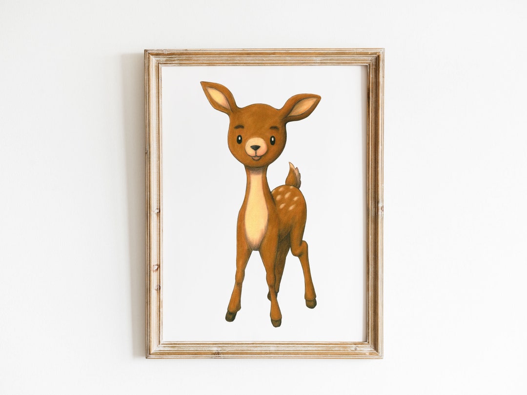 Deer Cute Woodland Friends Poster With Deer, Kids Wall Decor, Digital ...