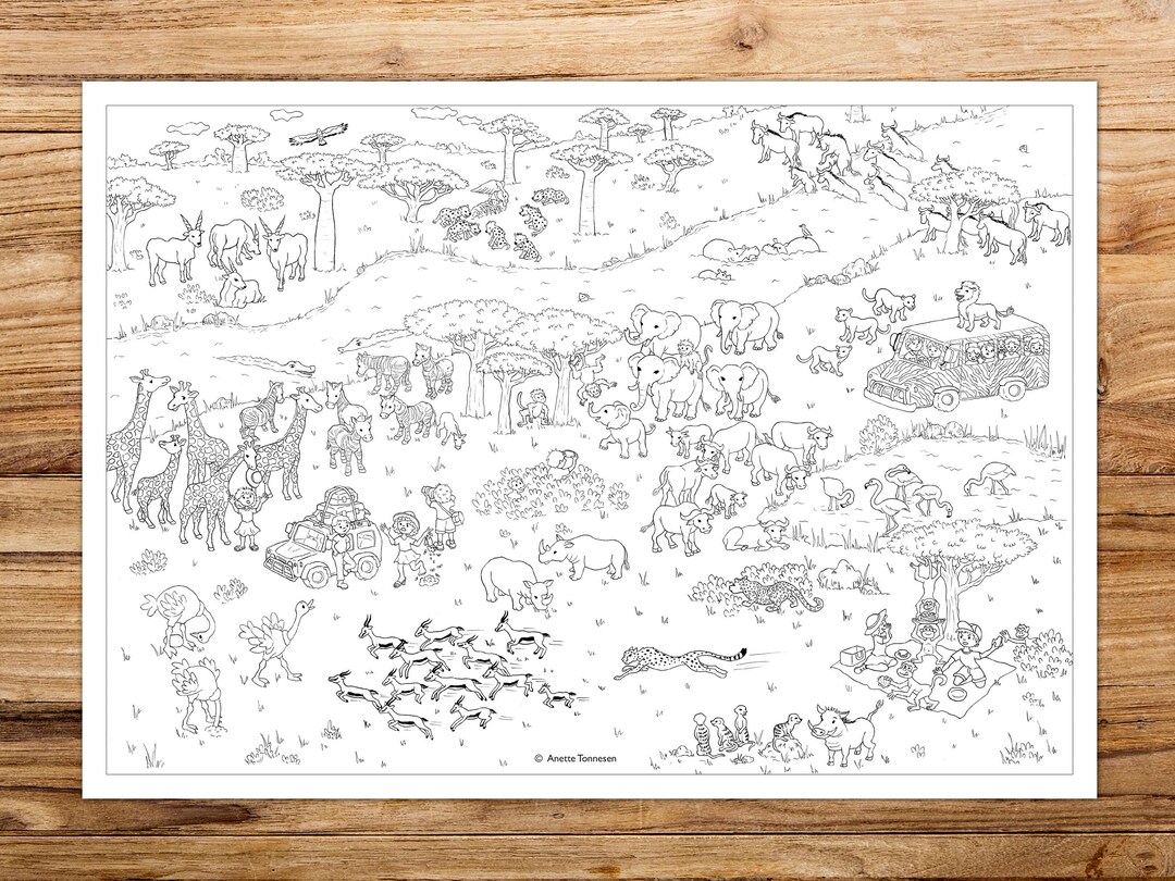 Savannah Search and Find Coloring Page: Printable Activity Sheet ...