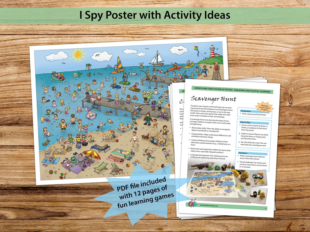 I Spy Beach Activity Poster: Search and Find Printable Game (digital ...