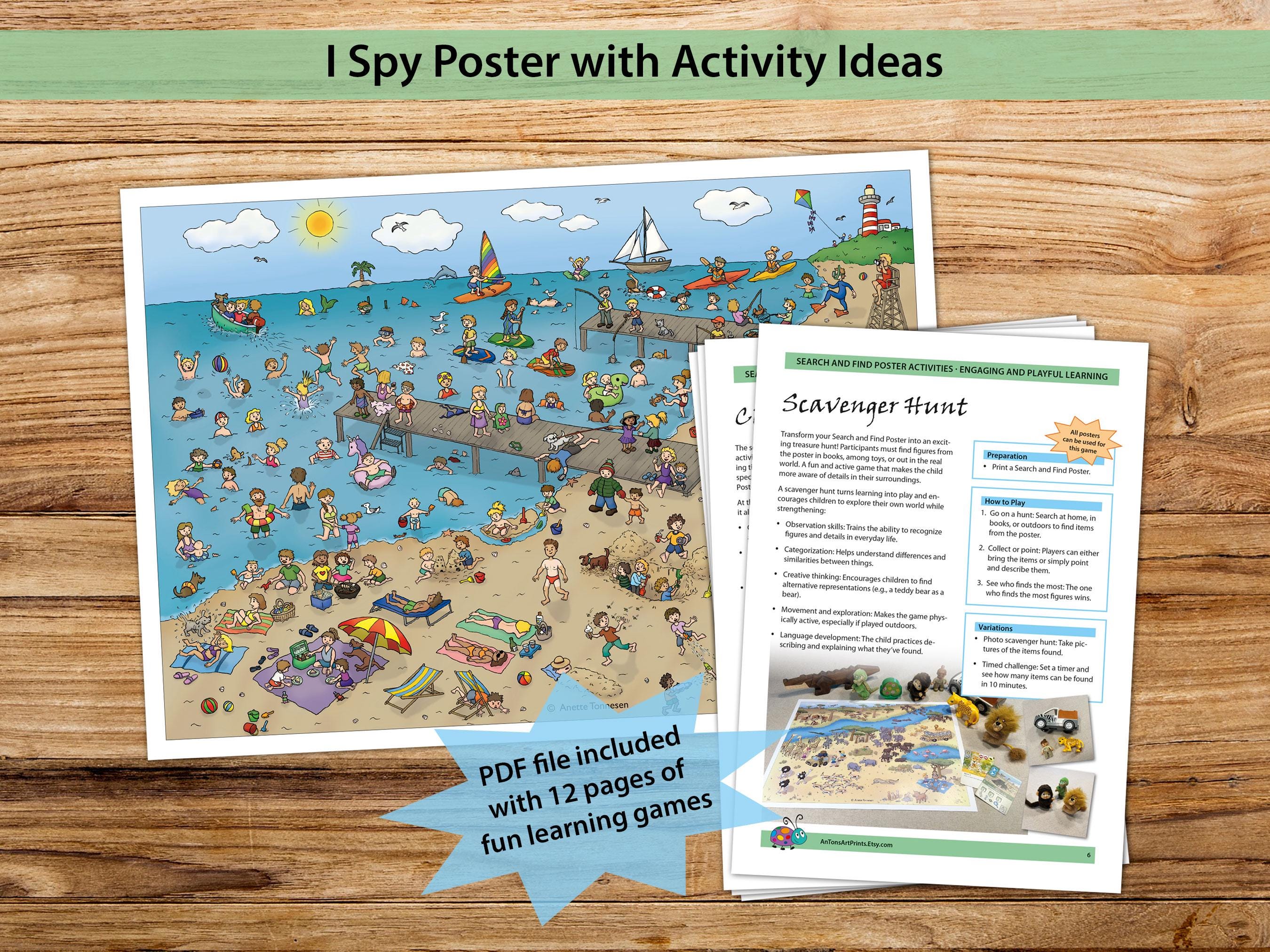 I Spy Beach Activity Poster: Search and Find Printable Game (digital ...