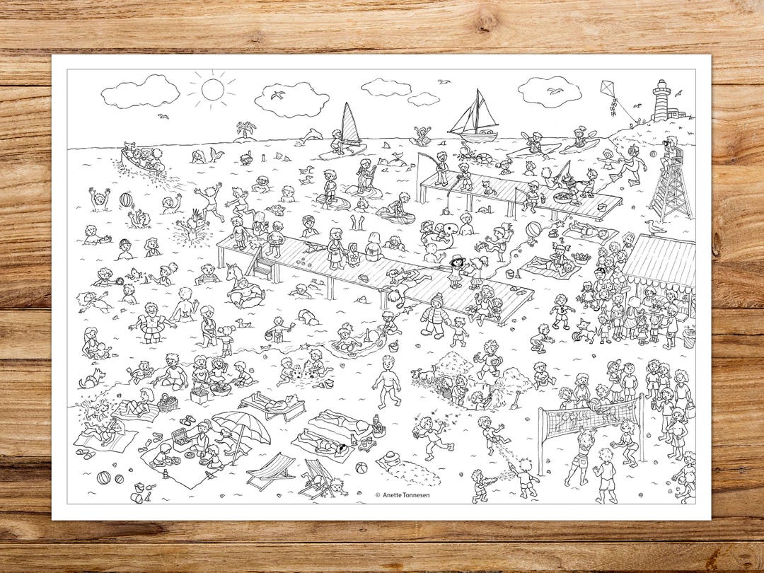 Beach Search and Find Coloring Page: Printable Activity (instant ...