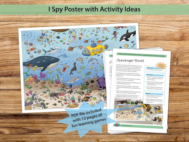 I Spy Sea Poster: Search and Find Activity, Kids Room Wall Art (digital ...