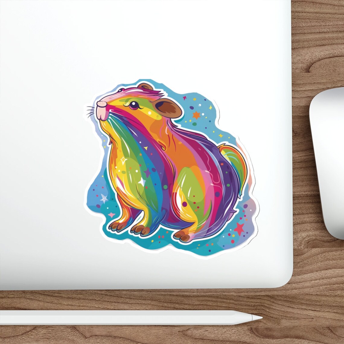 Rainbow Colors Sticker Themed Capybara Sticker With Rainbow Stripe ...