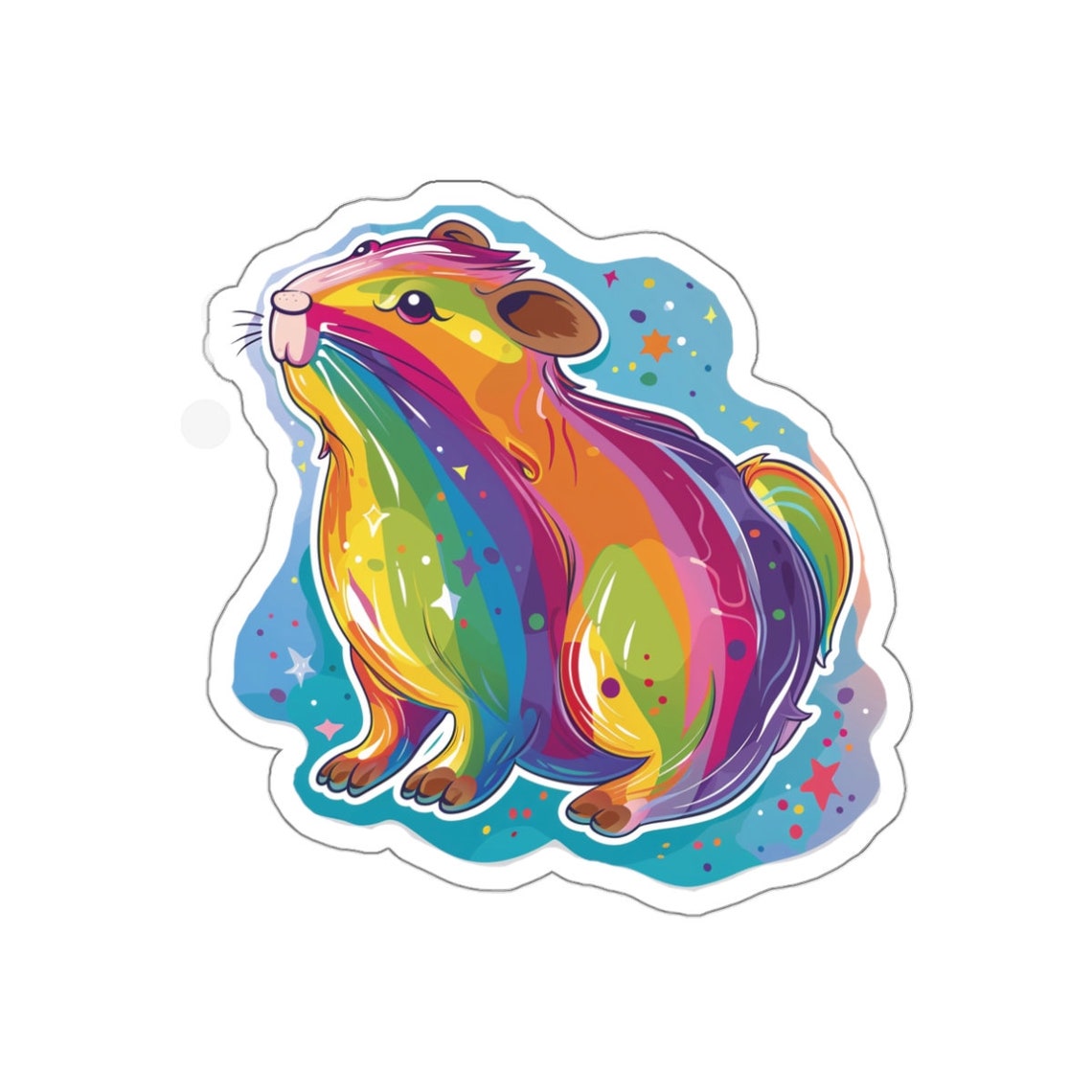 Rainbow Colors Sticker Themed Capybara Sticker With Rainbow Stripe ...