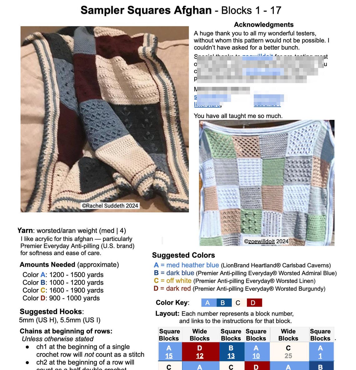 Sampler Squares Crochet Afghan Intermediate - Etsy