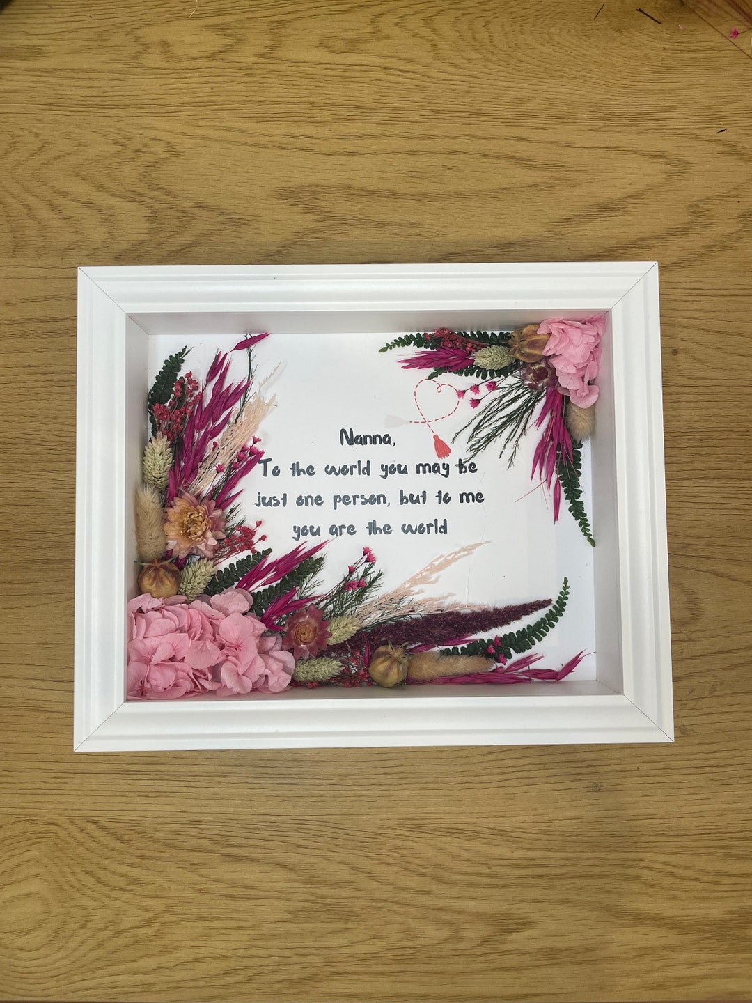 Dried Floral Frame, Custom Framed Message, Dry Flower Frame, Dry Flower ...