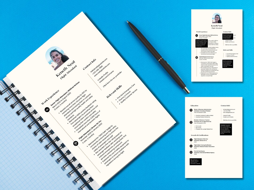 Sleek Professional Resume Template Editable CV Layout Instant Download ...
