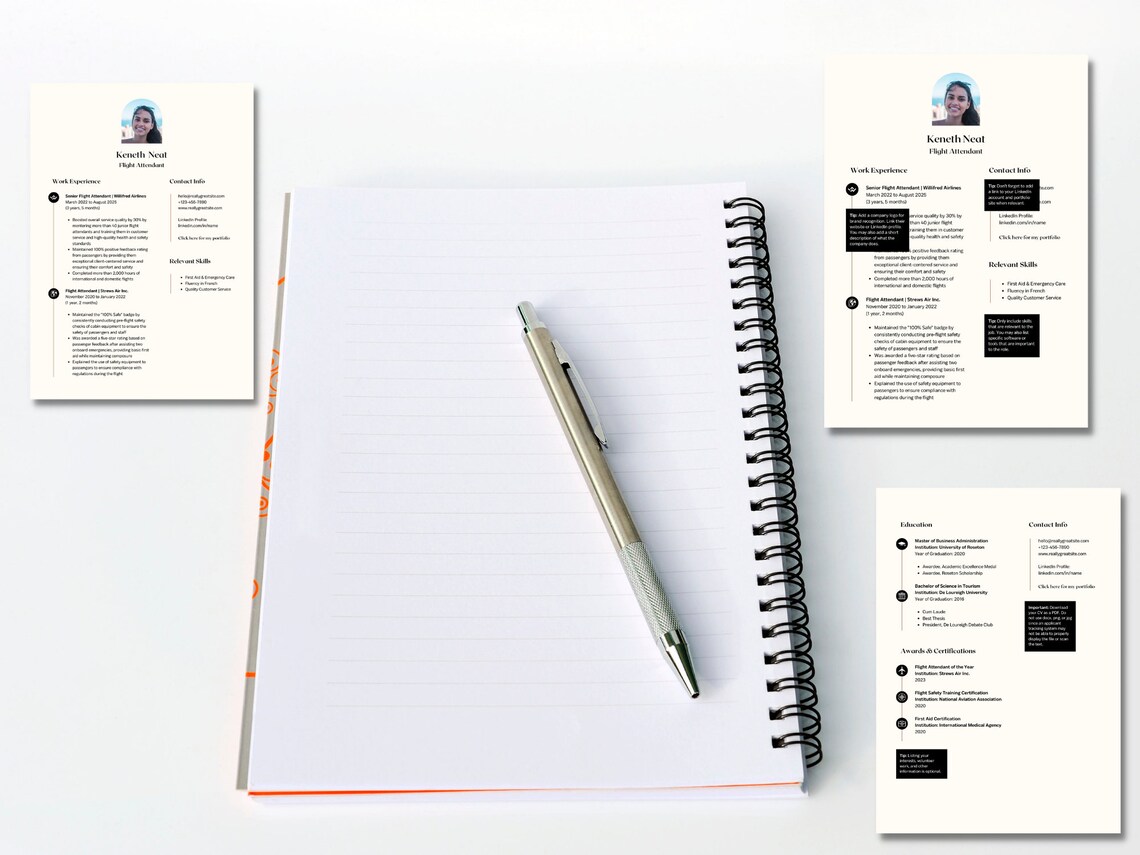 Sleek Professional Resume Template Editable CV Layout Instant Download ...