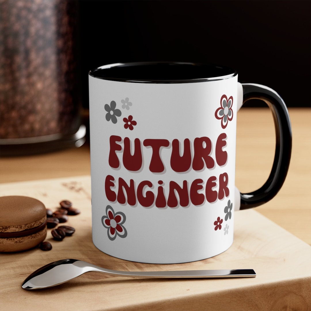 Cute Engineering Major Coffee Mug, Adorable Retro Flower Cup for a ...