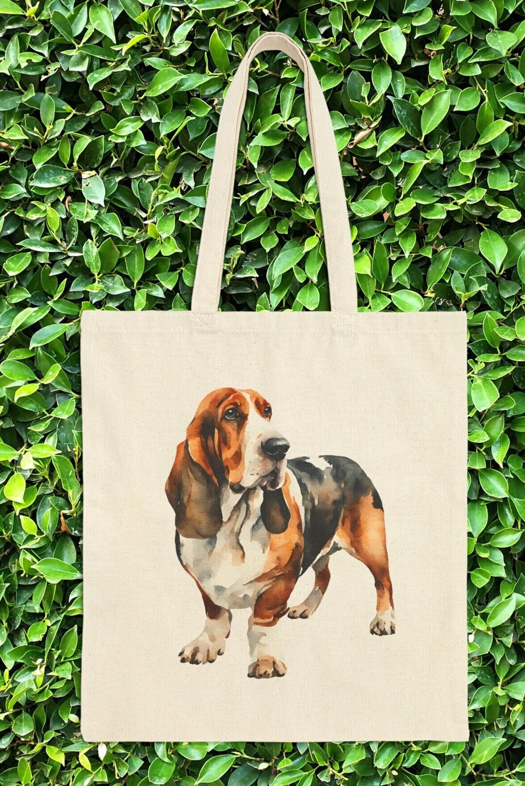 Cute Canvas Tote With Basset Hound, Re-useable Bag for Basset Lover ...