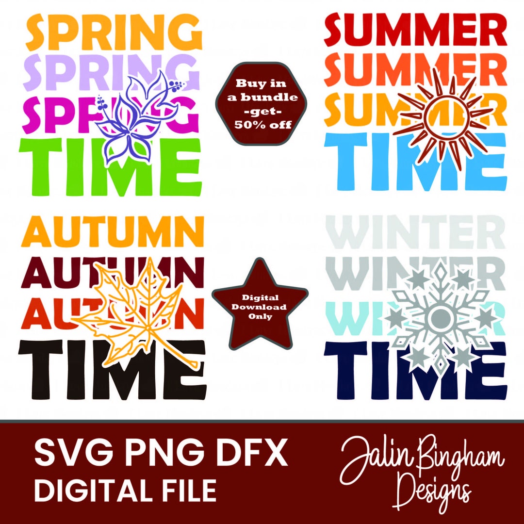 Seasons SVG Bundle: Spring, Summer, Autumn, Winter (digital Download ...