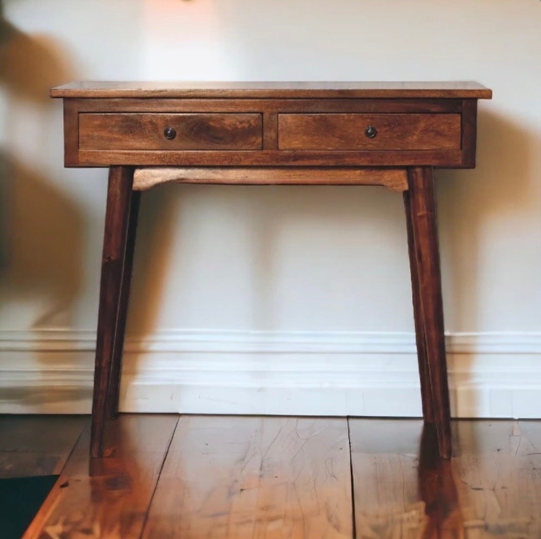 Chestnut Console Table With 2 Drawers / Hallway Storage Cabinet Living ...