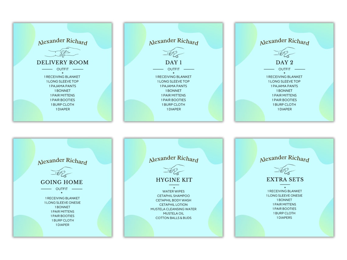 Printable Editable Hospital Bag Labels for Newborn Baby Boy Clothing ...